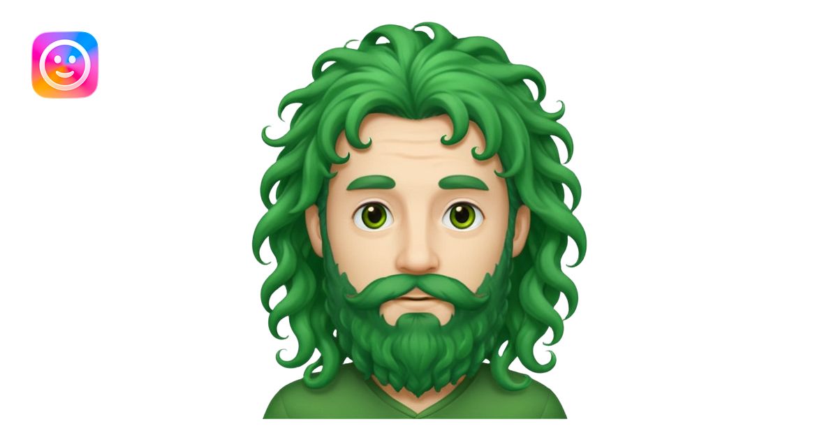 green long curly hair and beard man emoji | AI Emoji Generator