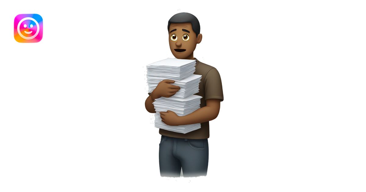 person in despair holding stacks of paper emoji | AI Emoji Generator