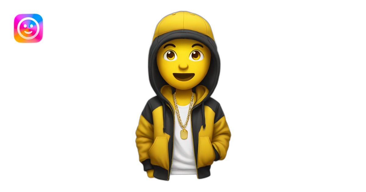 A yellow default emoji but as a rapper emoji | AI Emoji Generator