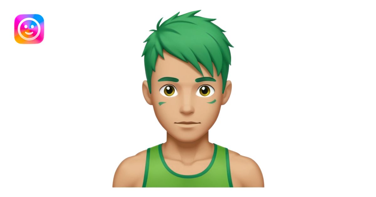 male, green haired, runner emoji | AI Emoji Generator