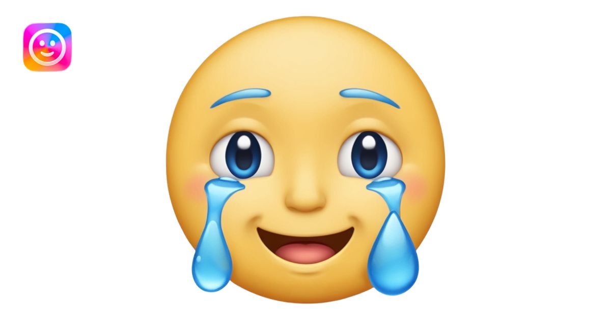 Pleading Face emoji, smiling with closed eyes and two large blue tears ...