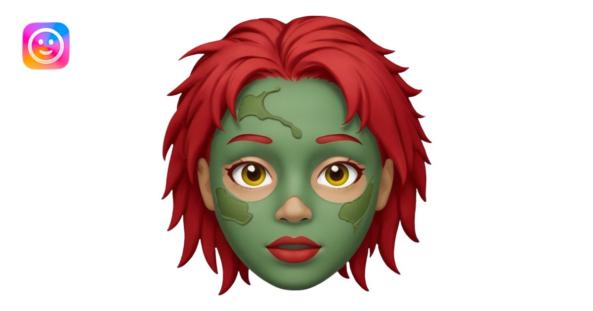 messy green full face clay mask red hair emoji | AI Emoji Generator