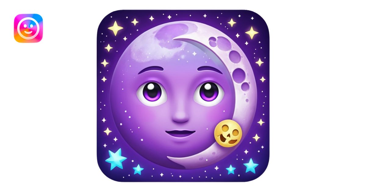 glitter purple and cian moon emoji | AI Emoji Generator