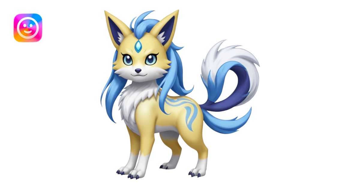 Garurumon-Meloetta-Renamon-fusion-hybrid-creature (full body) emoji ...