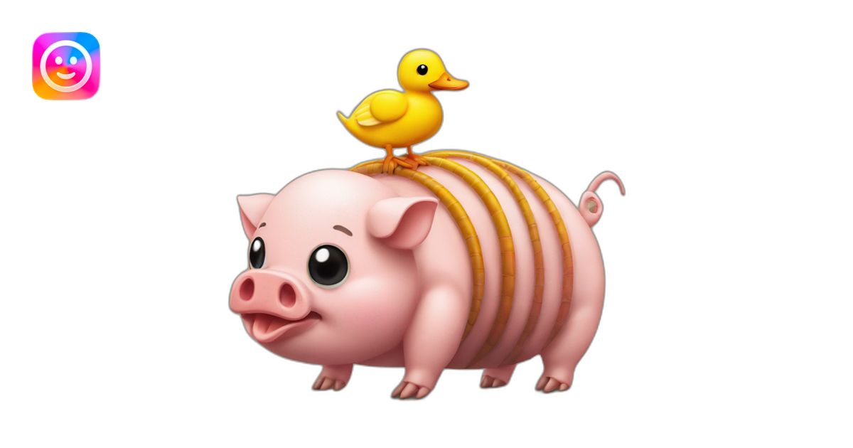 pig armadillo centipede insect with yellow duck face rubber ducky emoji ...