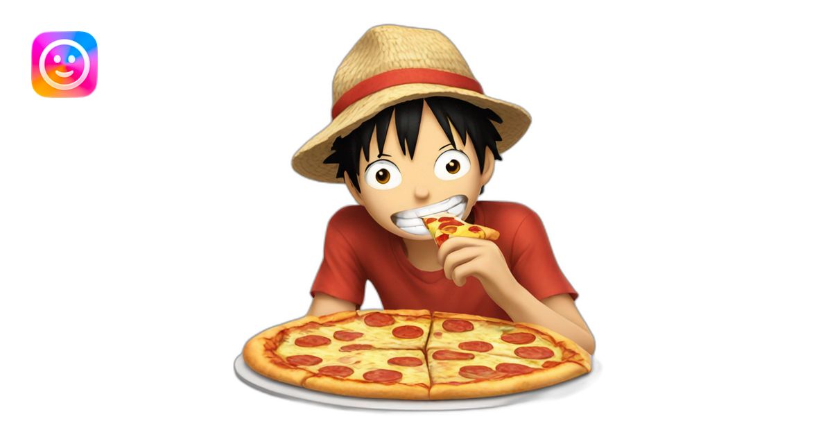 Luffy eating a pizza emoji | AI Emoji Generator