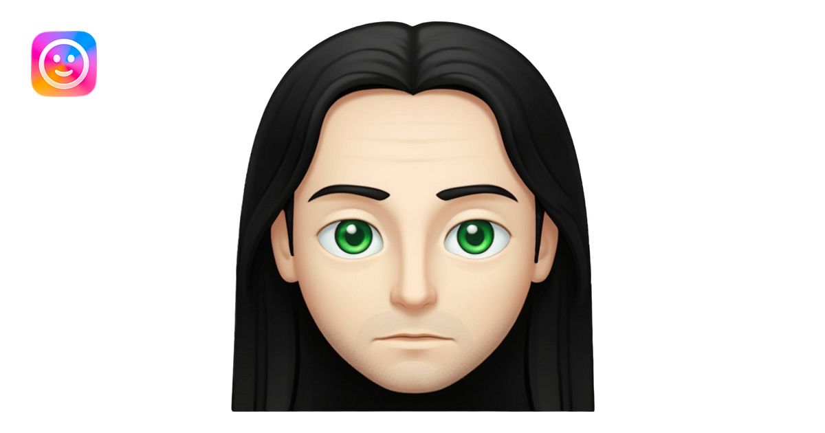 Rob Pilatus with green eyes, long black hair emoji | AI Emoji Generator
