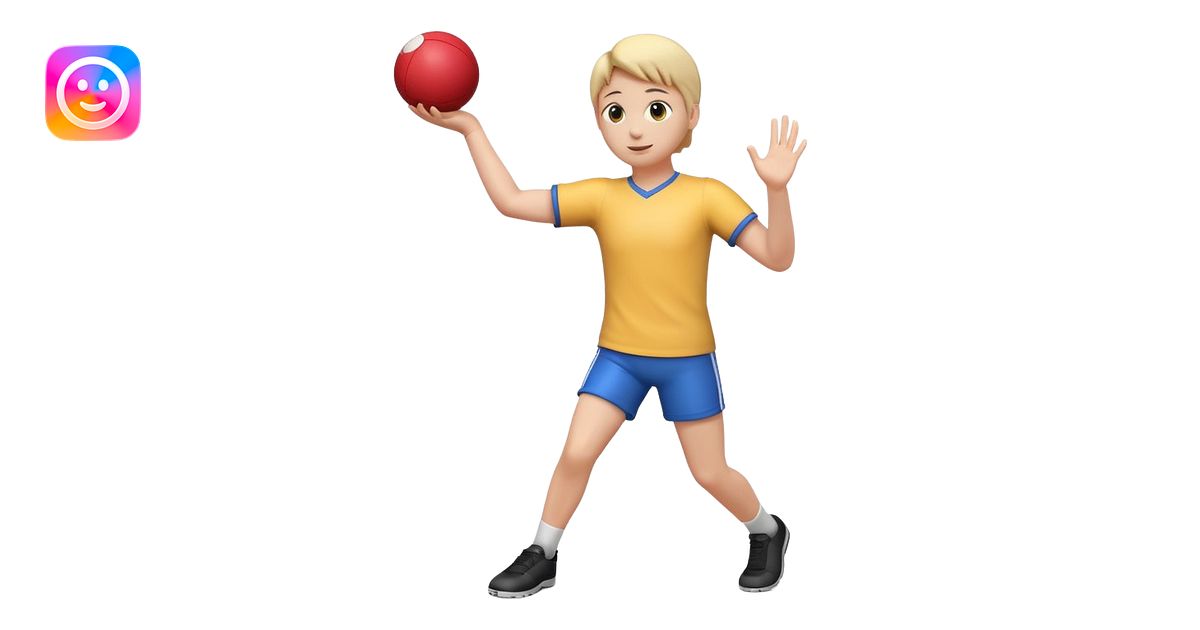 3D emoji style person throwing Ball, arm extended, centered, Full body ...