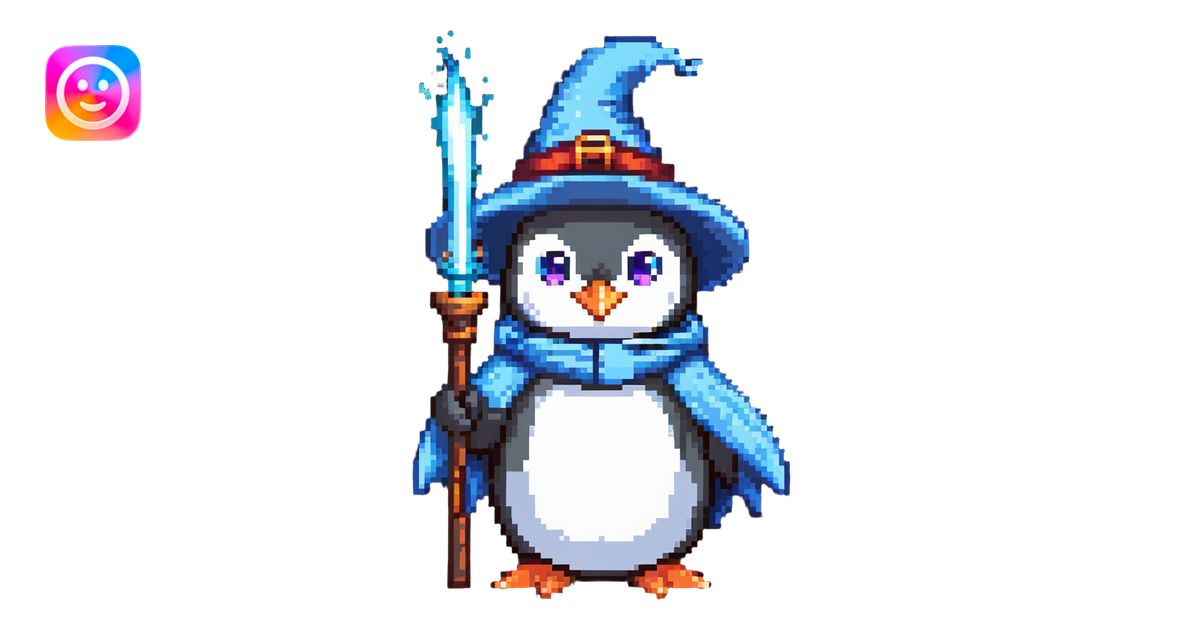 penguin wizard casting a spell illustration | AI Emoji Generator