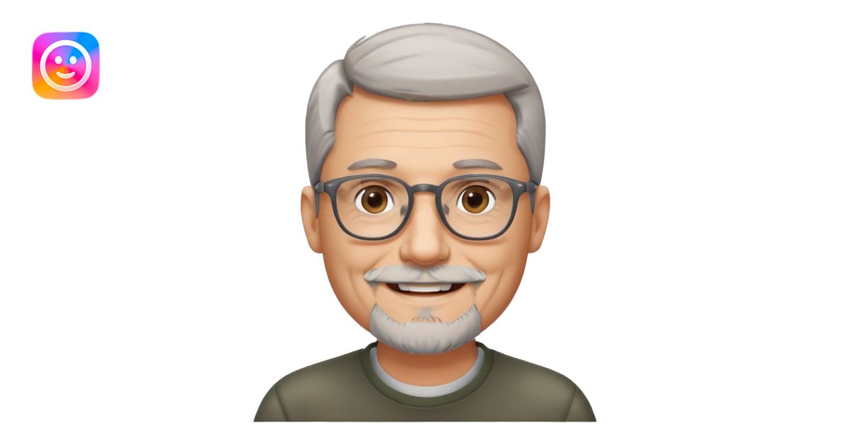 54 year old man, short shaved grey hair, beard, glasses emoji | AI ...