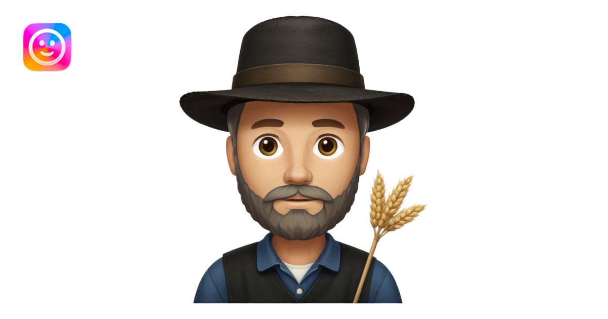 Puritan farmer male middle age with beard black clothes straw hat amish ...