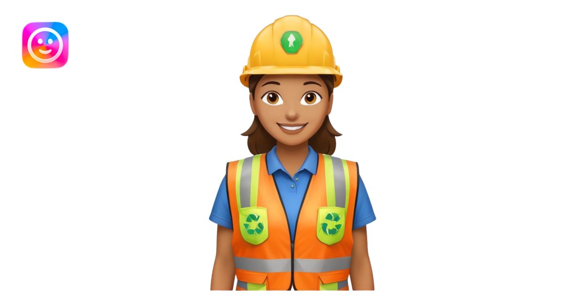 women, Waste Management, safety vest emoji | AI Emoji Generator