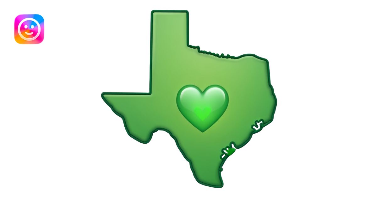 Green state of Texas outline with small green heart outline inside ...