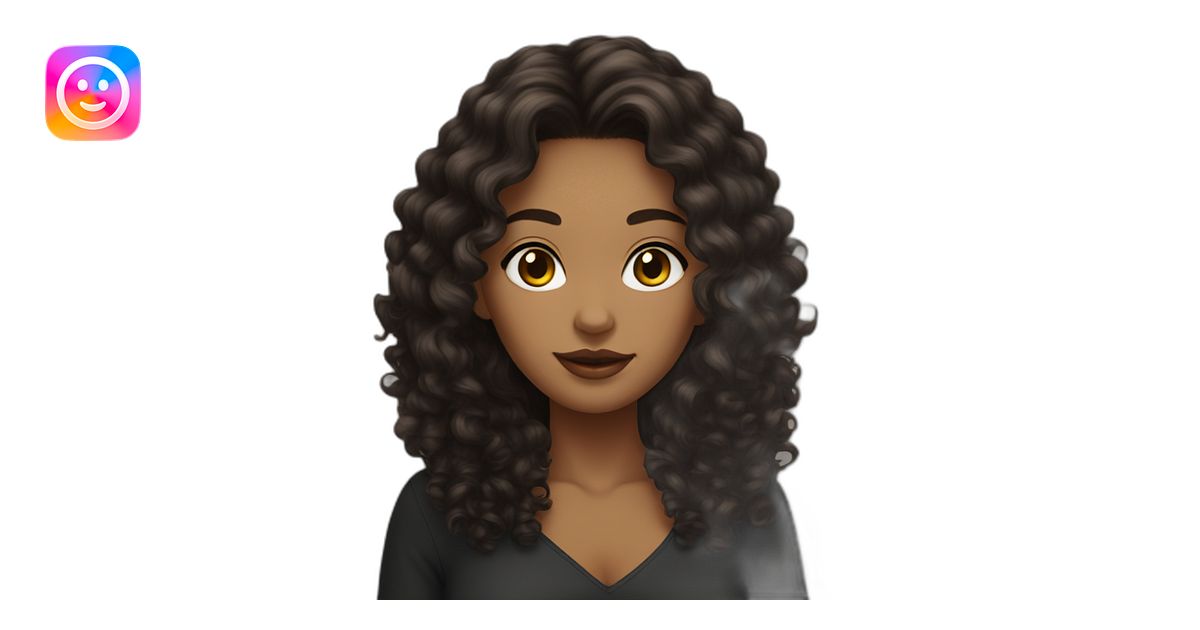 woman light brown skin long dark curly hair with black cat emoji | AI ...