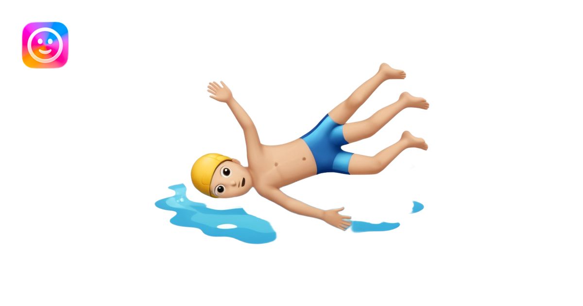 Kid doing a belly flop in to a pool full of water. Show the pool emoji ...