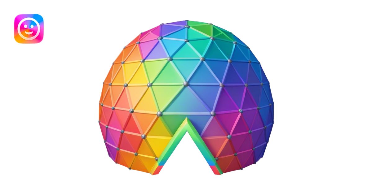 Geodesic dome with trippy glowing rainbow colors emoji | AI Emoji Generator