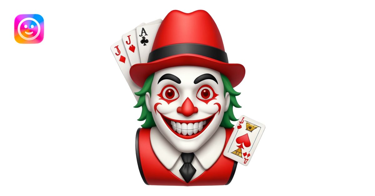 poker card with a funny jolly joker inside the card (machine os icon ...