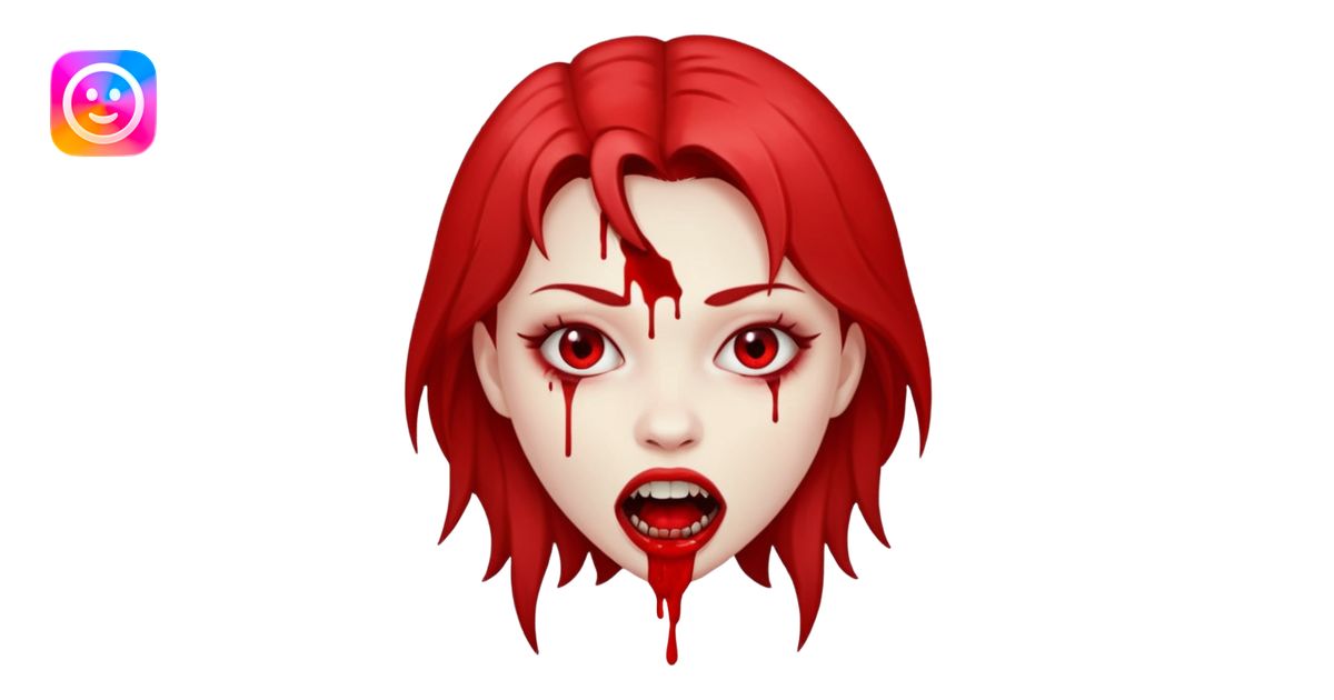 Vampir, Girl, Fangs, Blood emoji | AI Emoji Generator