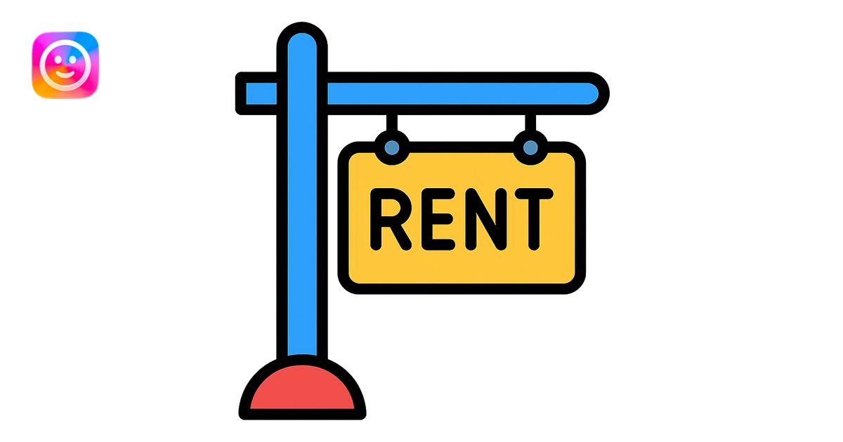 rent sign board icon with color outline, transparent background icon ...