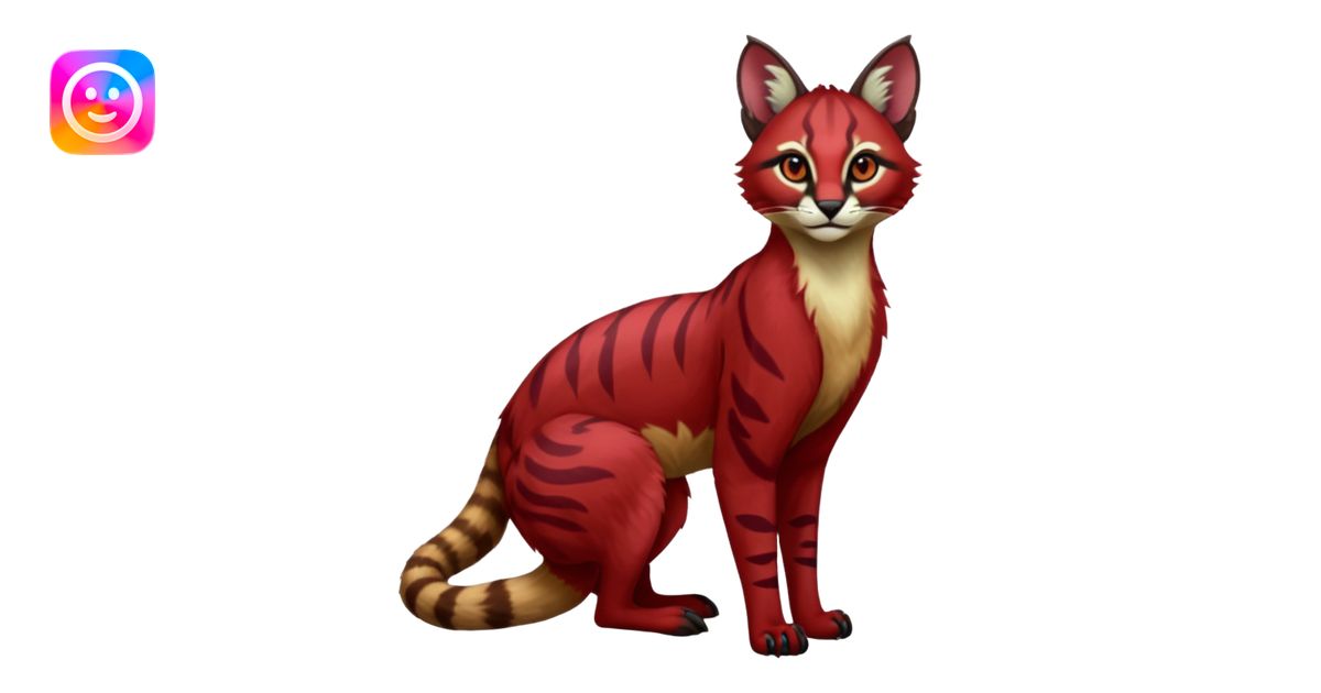 Dark gloomy red-furred colorful painted marked patterned Asian glorious ...