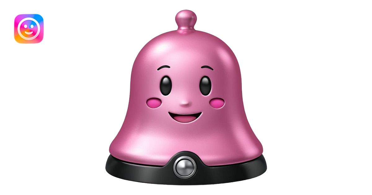 pink call bell with black base and silver knob and with smiley face on ...