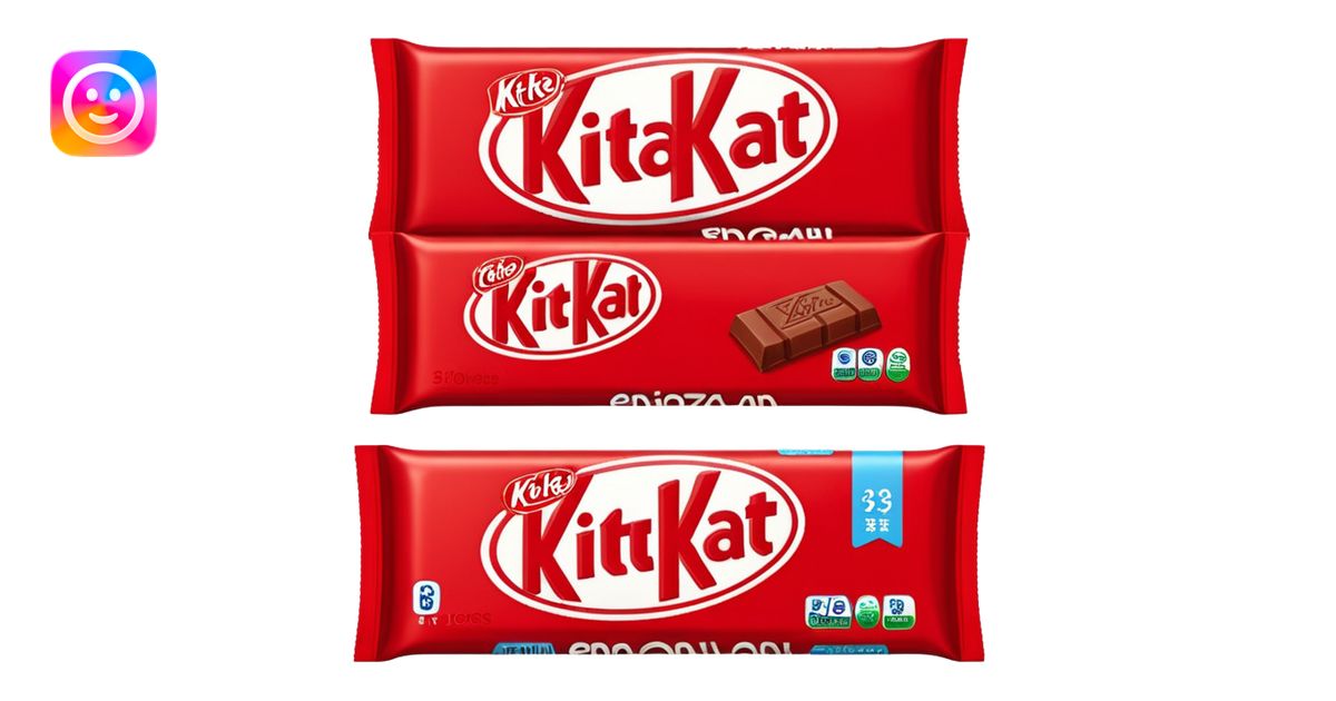 Draw a KitKat bar in its red wrapper with bold white logo. emoji | AI ...