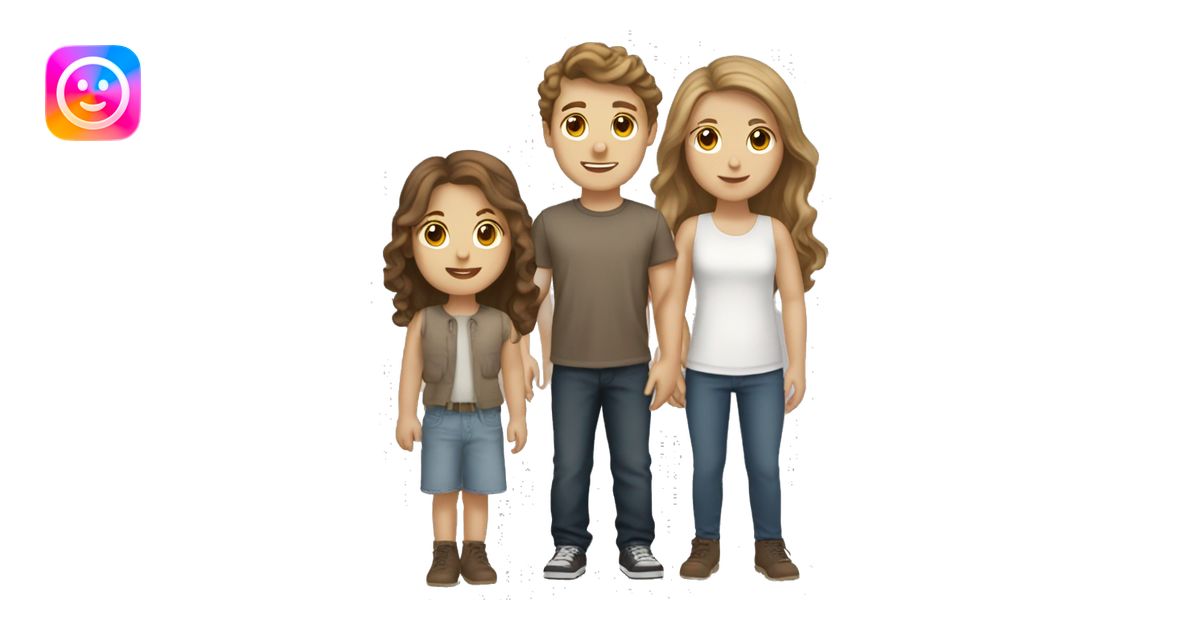 Friend group three white boy and 3 white girls with brown hair emoji ...