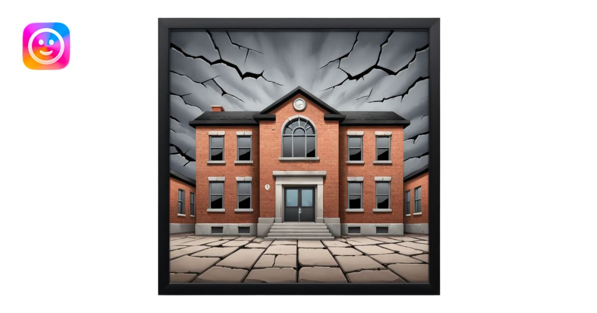 A broken/abandoned school with cracks and dust with no back ground in ...