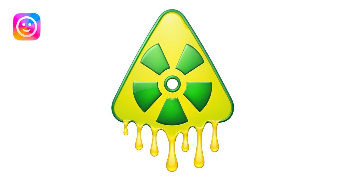 radioactive hazard symbol stylized to look like it is melting. The ...