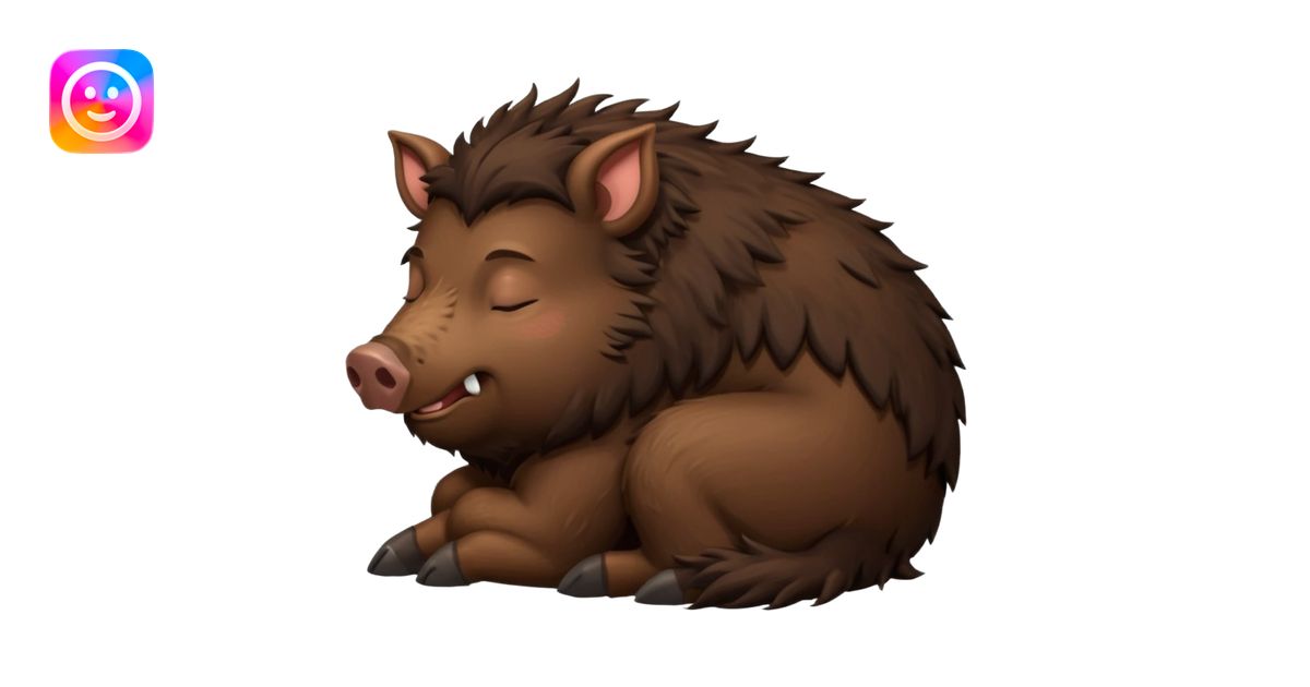 dark brown and fluffy boar full body, sleeping emoji | AI Emoji Generator