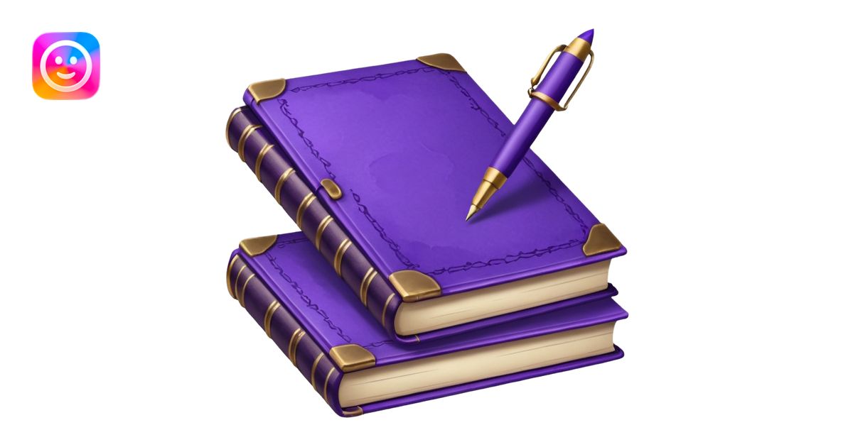 purple studying books with pen scattered emoji | AI Emoji Generator
