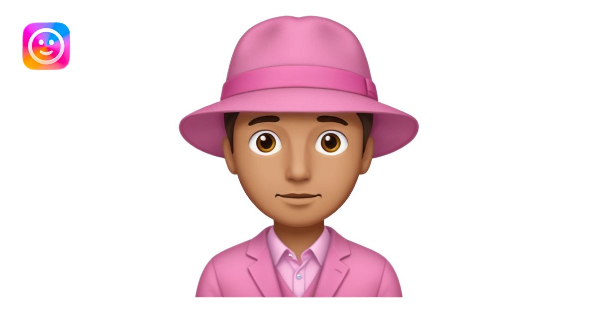 man in a pink outfit and a stylish hat emoji emoji | AI Emoji Generator