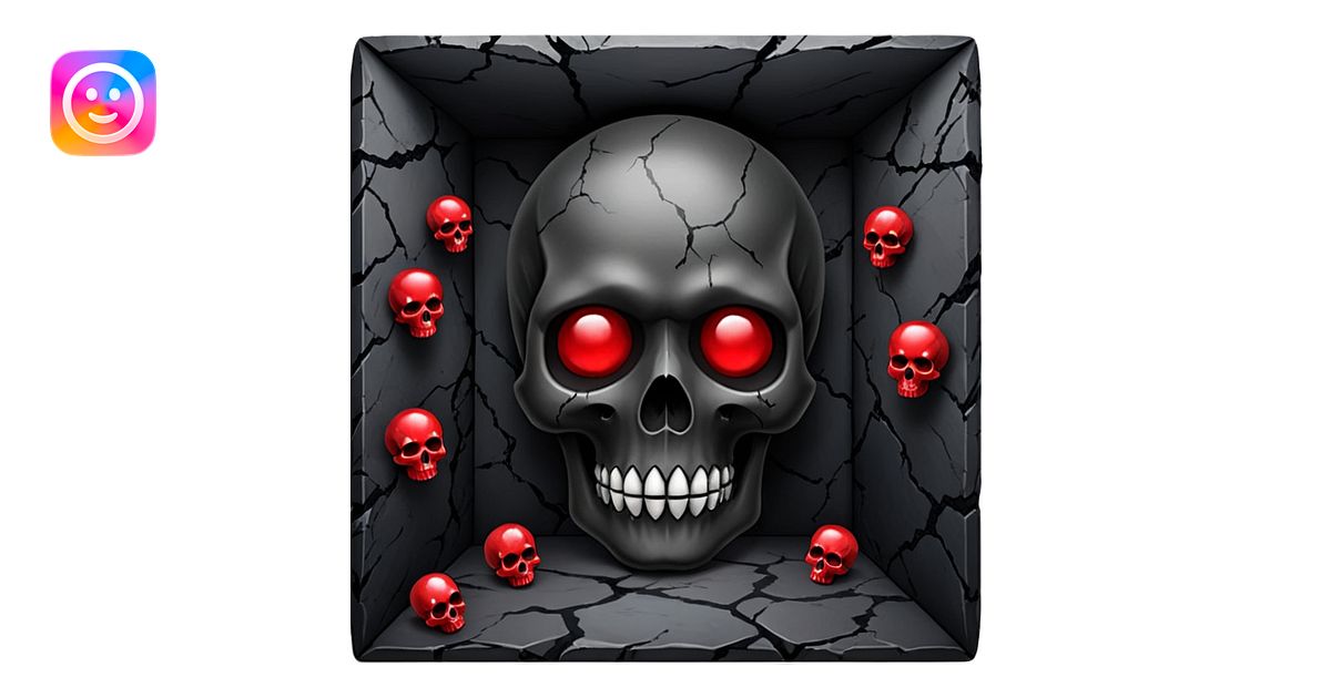 Basement room with black marble and red gemstones and white skulls and ...
