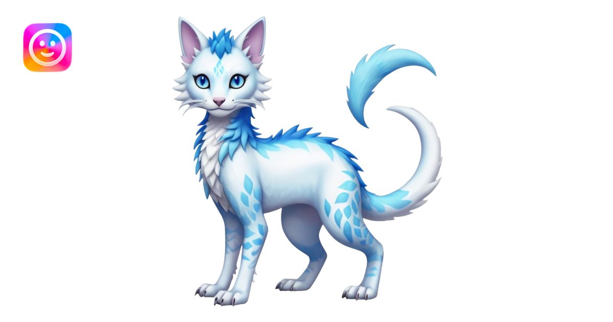 Kawaii white iridescent edgy fantasy feline-vernid-sergal-fursona ...