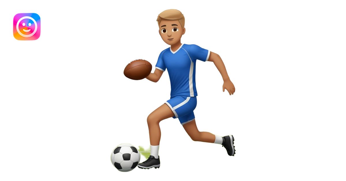 A person playing round football on the field emoji | AI Emoji Generator