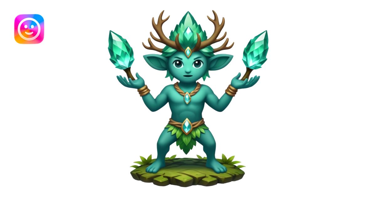 forest spirit power stance crystal energy rising emoji | AI Emoji Generator