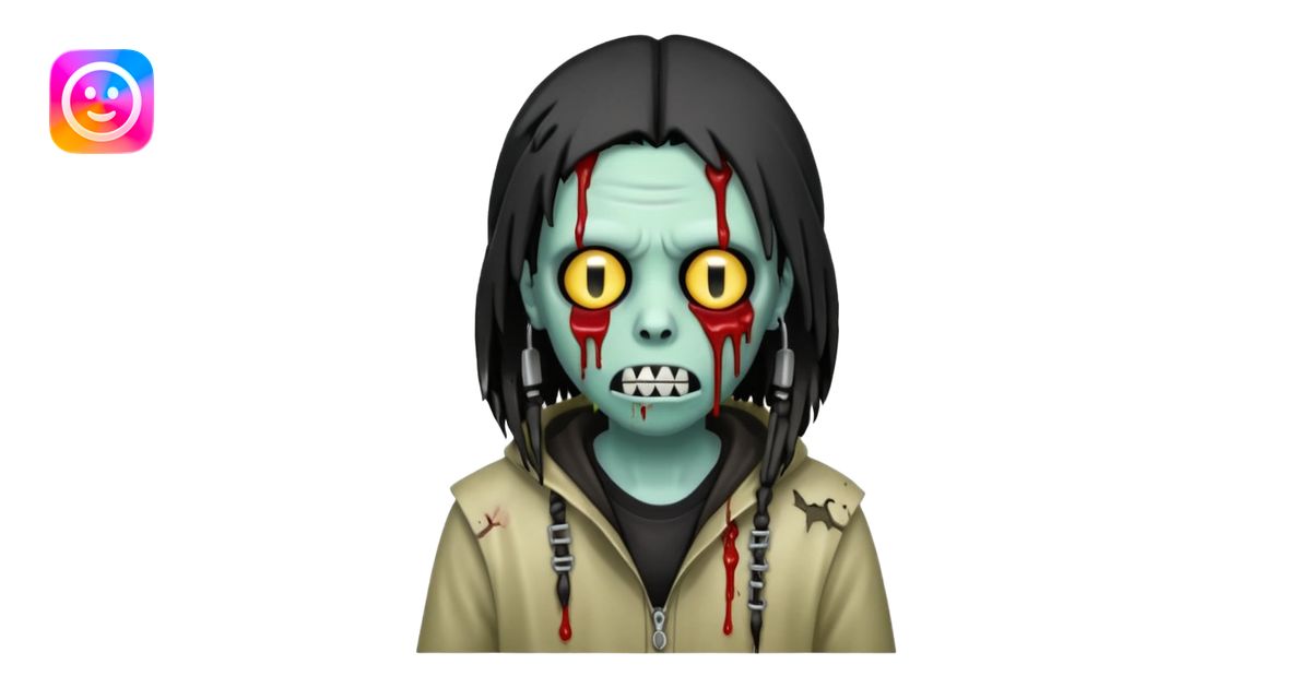 trap hood zombie emoji with saw and drip and emo black hair with dreads ...