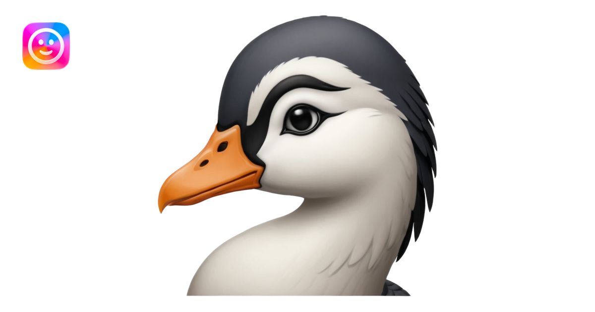 goose facing forward that is emo with swoop of bangs over one eye emoji ...
