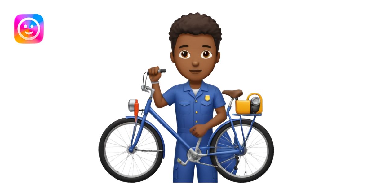 black man Bike Repair Mechanic emoji | AI Emoji Generator
