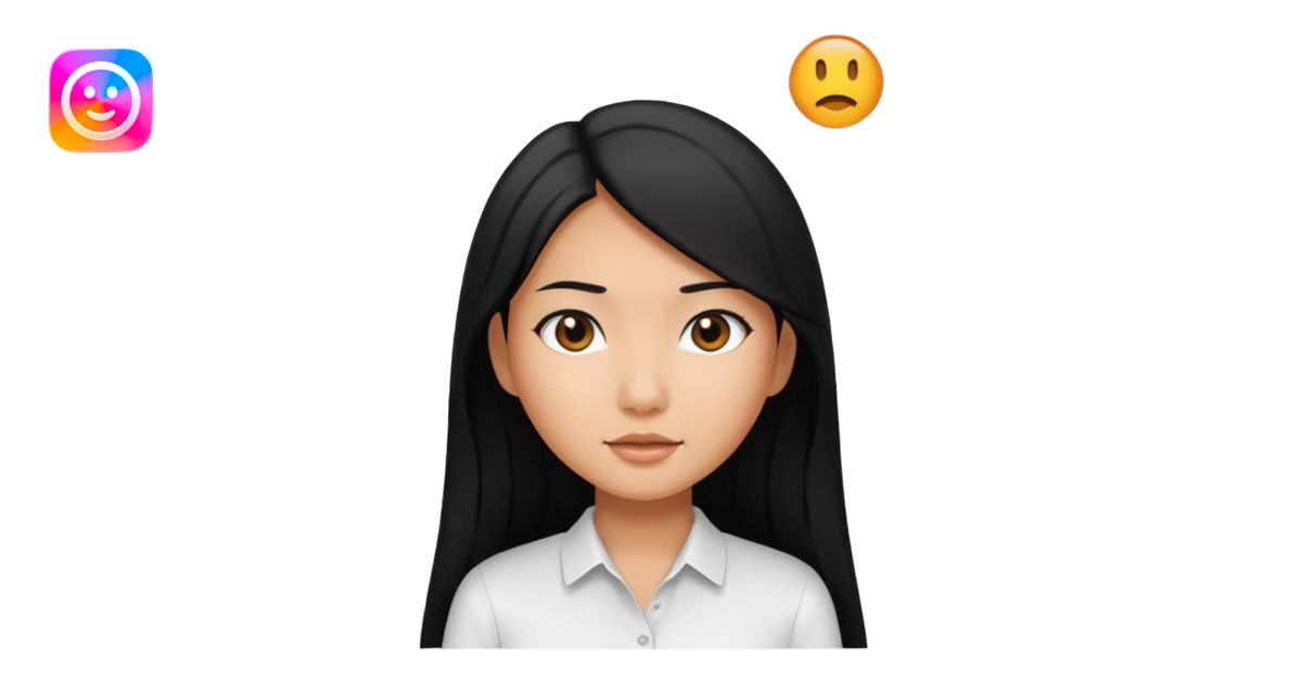 tanned asian girl with black long hair emoji | AI Emoji Generator