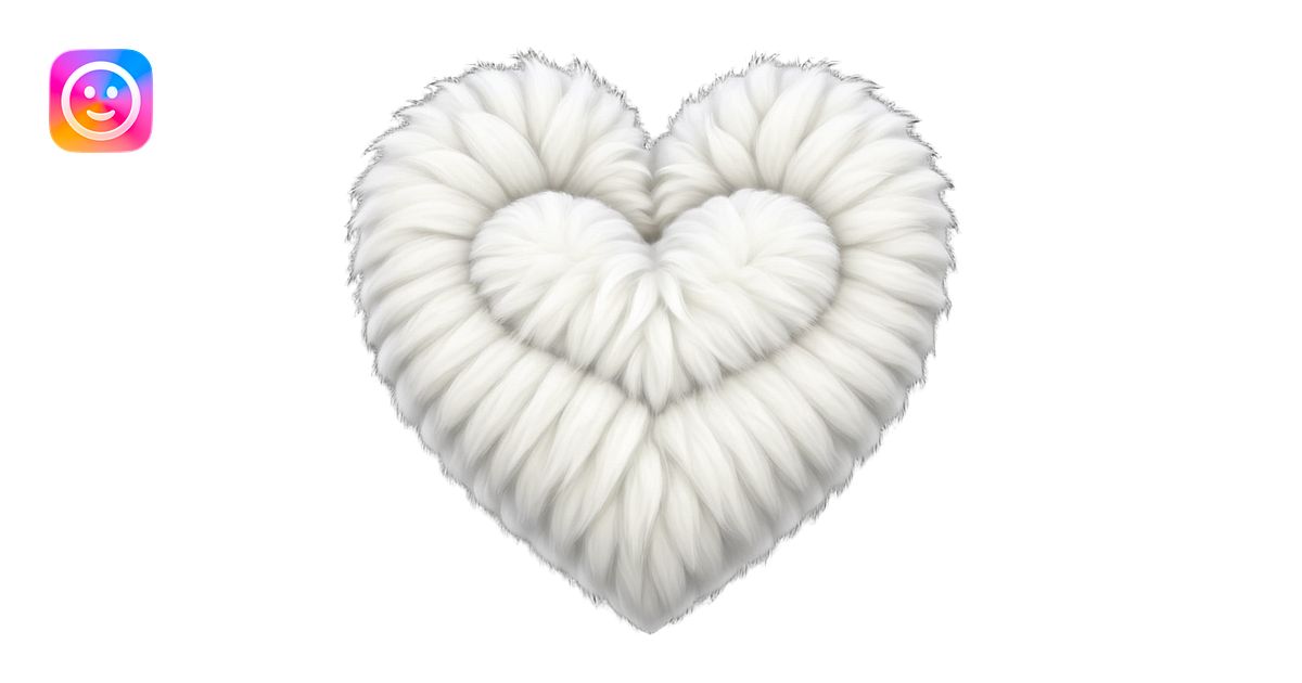 white fur heart, large clumps of wool emoji | AI Emoji Generator