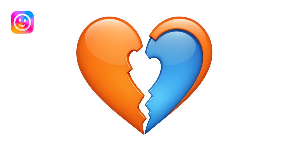 Half blue half orange heart split vertically emoji | AI Emoji Generator
