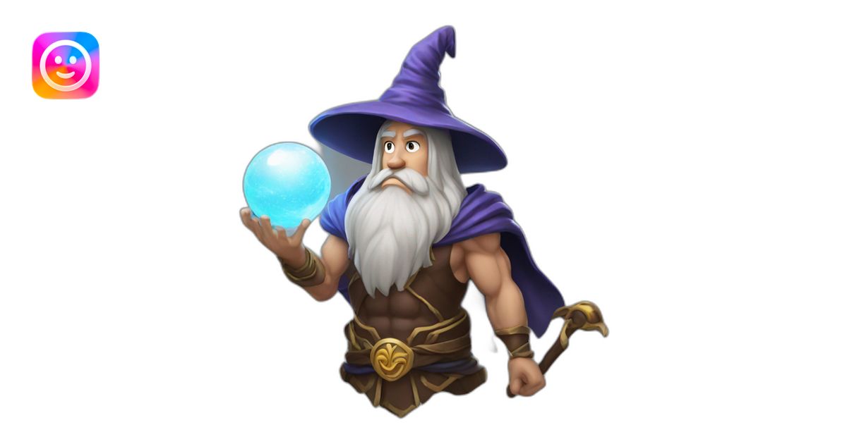 muscular-wizard-pondering-orb emoji | AI Emoji Generator