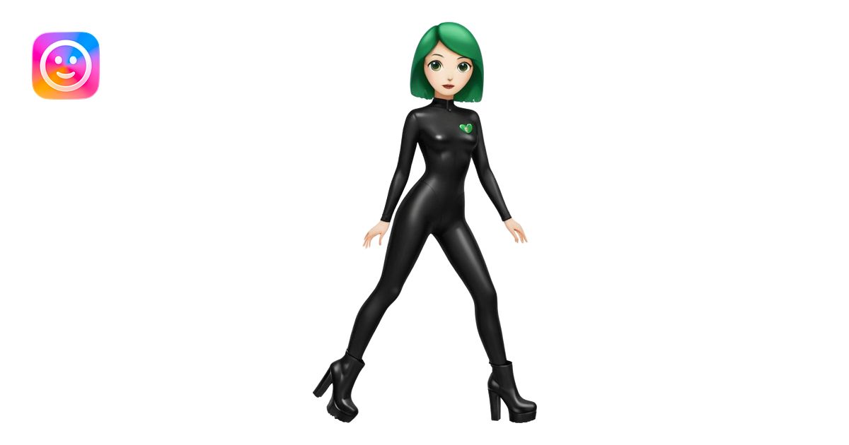 Create Dominatrix in black latex clothes,green eyes and platform boots ...