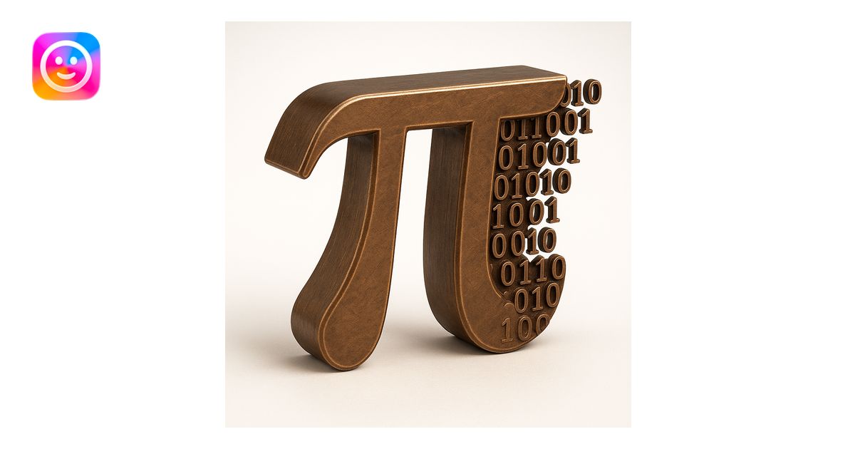combine the π (pi) math symbol, binary code emerging from it. 3D ...