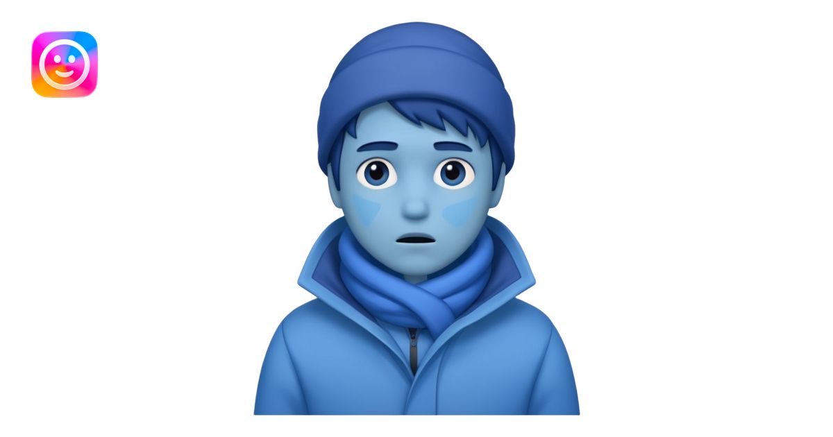 Uma pessoa azul de frio congelando emoji | AI Emoji Generator