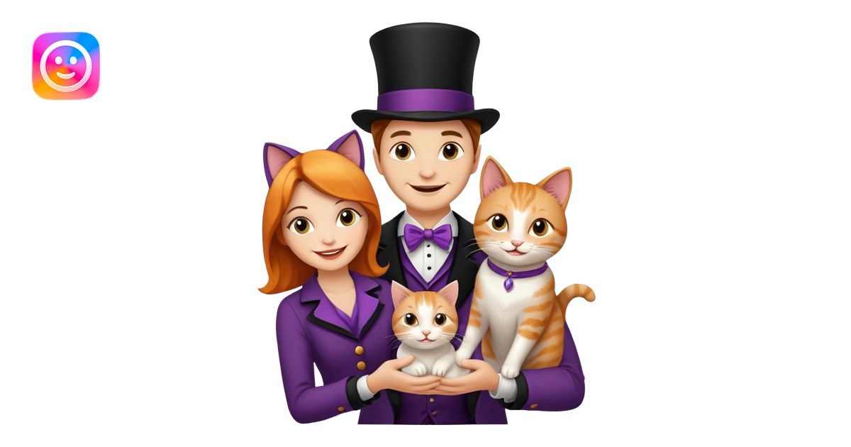 magician couple and their pet cat emoji | AI Emoji Generator