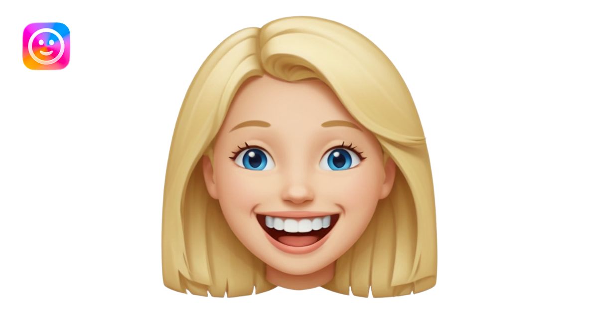 Laughing emoji of a girl and gap between the upper two teeth emoji | AI ...