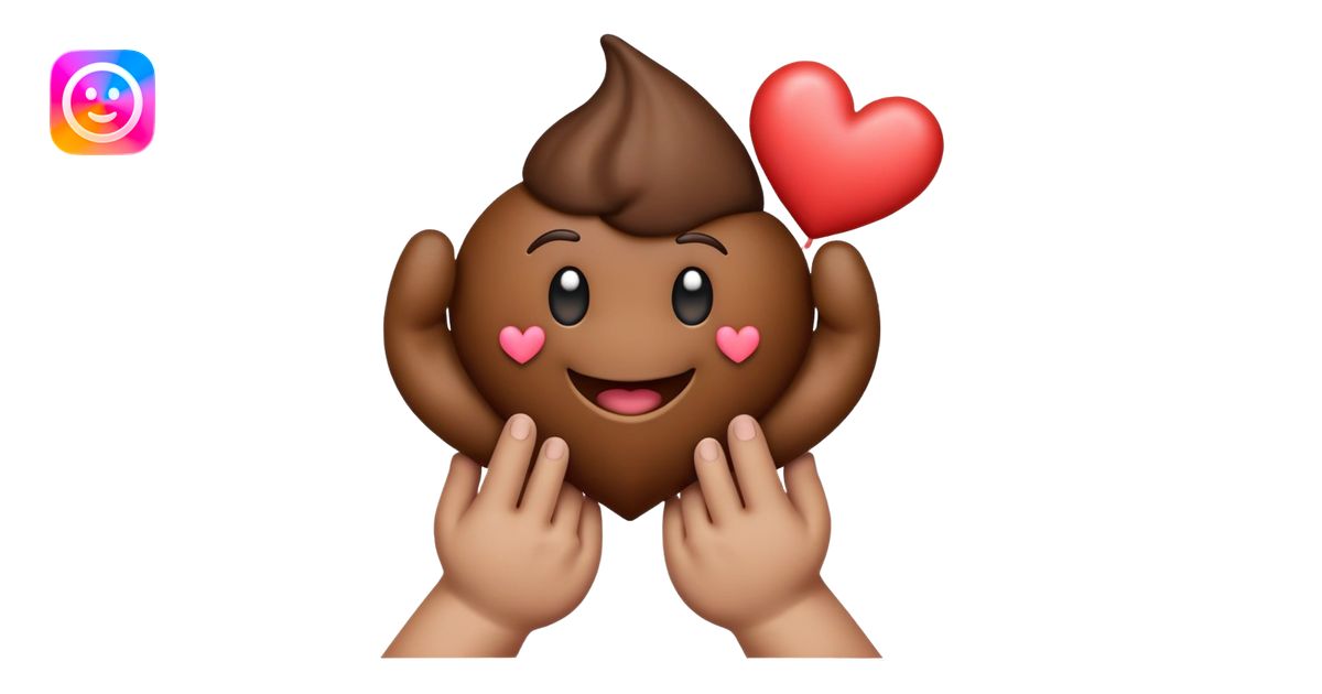 poop emoji with hands holding a heart emoji | AI Emoji Generator