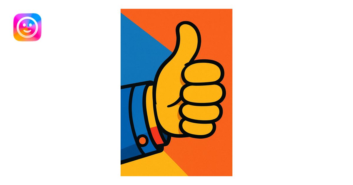 thumbs up, playful cartoon style illustration | AI Emoji Generator